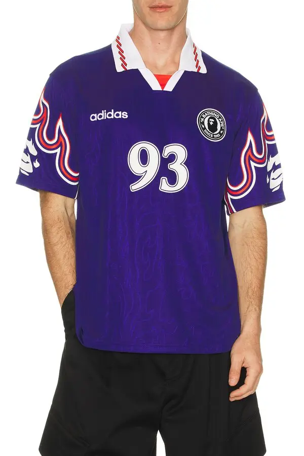 Adidas Originals X Bape Flame Football Jersey - Japan Blue